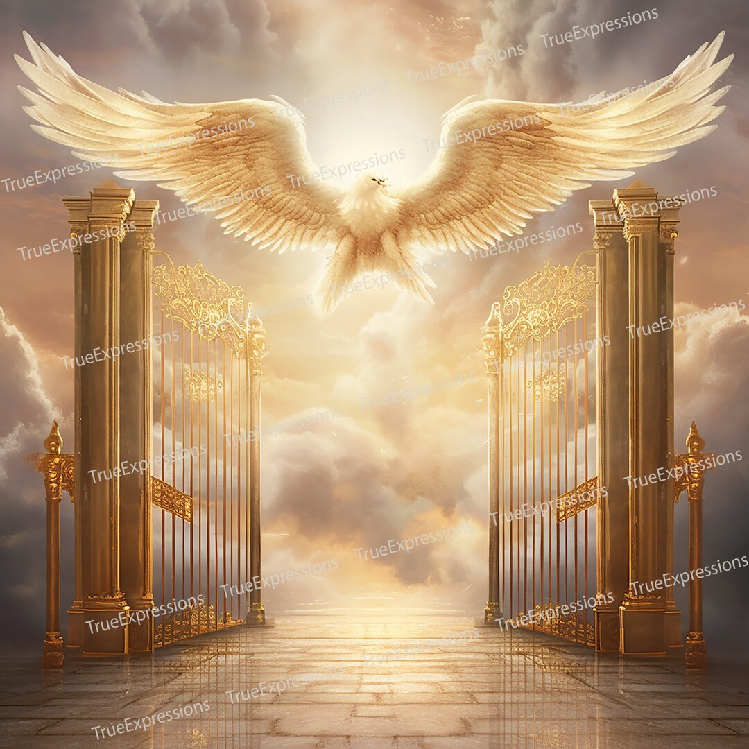 Golden Entrance V, Christian, Funeral, Gold Gates, Angel Wings ...