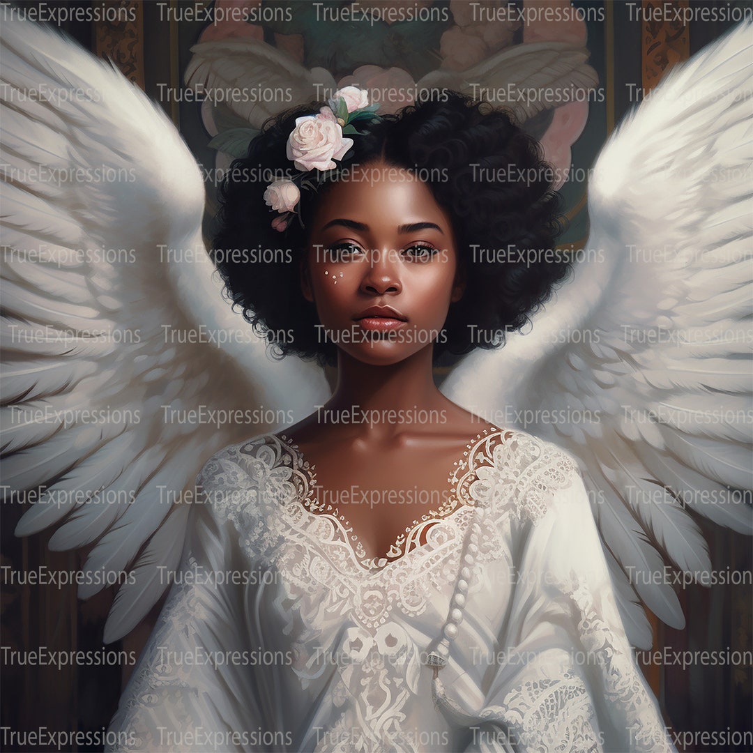 Melanin Angel, AI Art, Christian, Faith, Angel Black, Wings in Church ...
