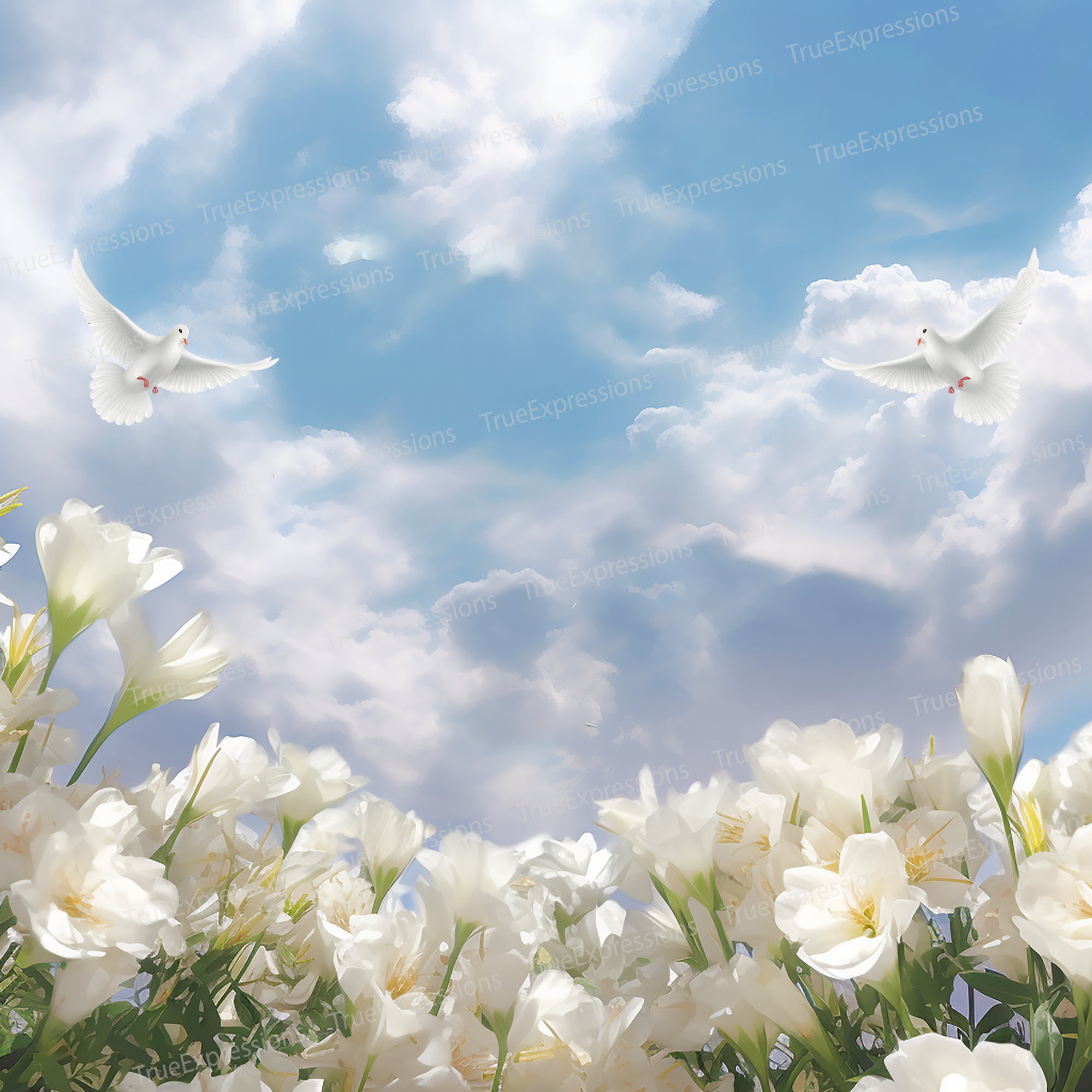 Lilies Background, AI Art, Christian, Funeral, Doves, White, Lilies ...