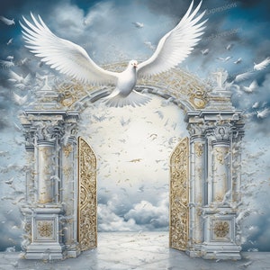 Heavenly Dove Gates AI Art: Christian Funeral PNG (digital Download) - Etsy