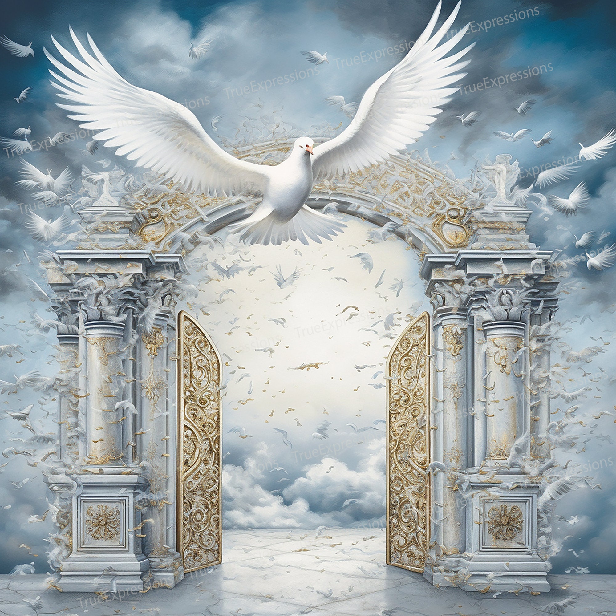 Heavenly Dove Gates AI Art: Christian Funeral PNG (digital Download) - Etsy