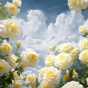 Heavenly White Roses AI Art: Christian Floral PNG (digital Download) - Etsy