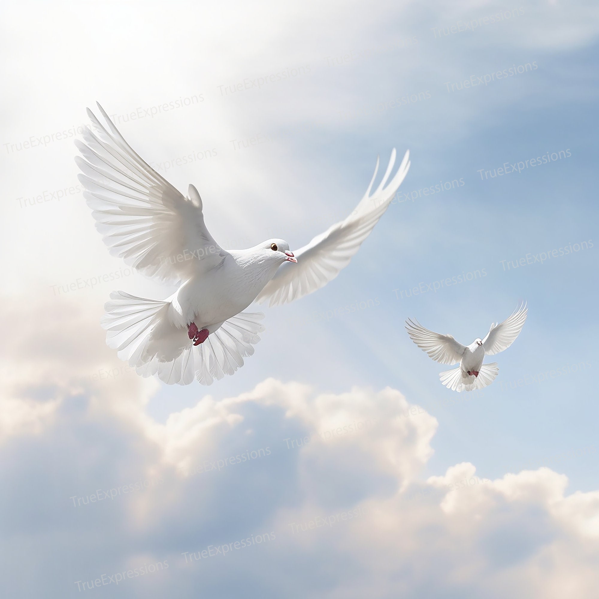 Heavenly White Doves II AI Art Christian Funeral White - Etsy