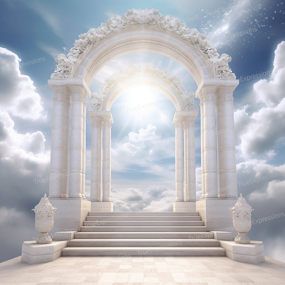 Heavenly Arch AI Art Print: Christian Funeral Remembrance (PNG Digital ...