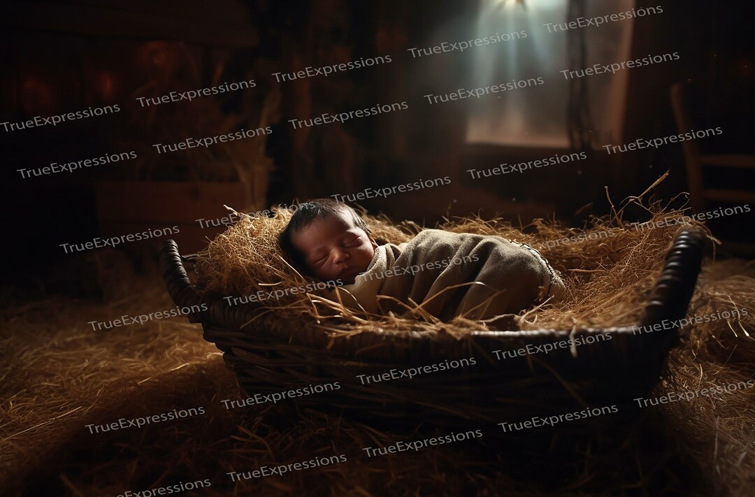 Baby Jesus Nativity Scene Art: Christian Christmas PNG (digital ...