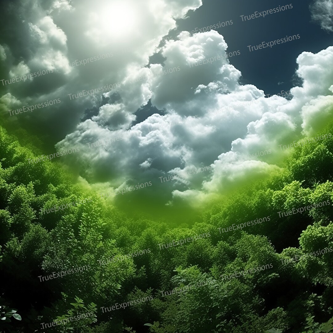 Heaven and Nature, AI Art, Christian, Funeral, Clouds, Green, Heaven ...