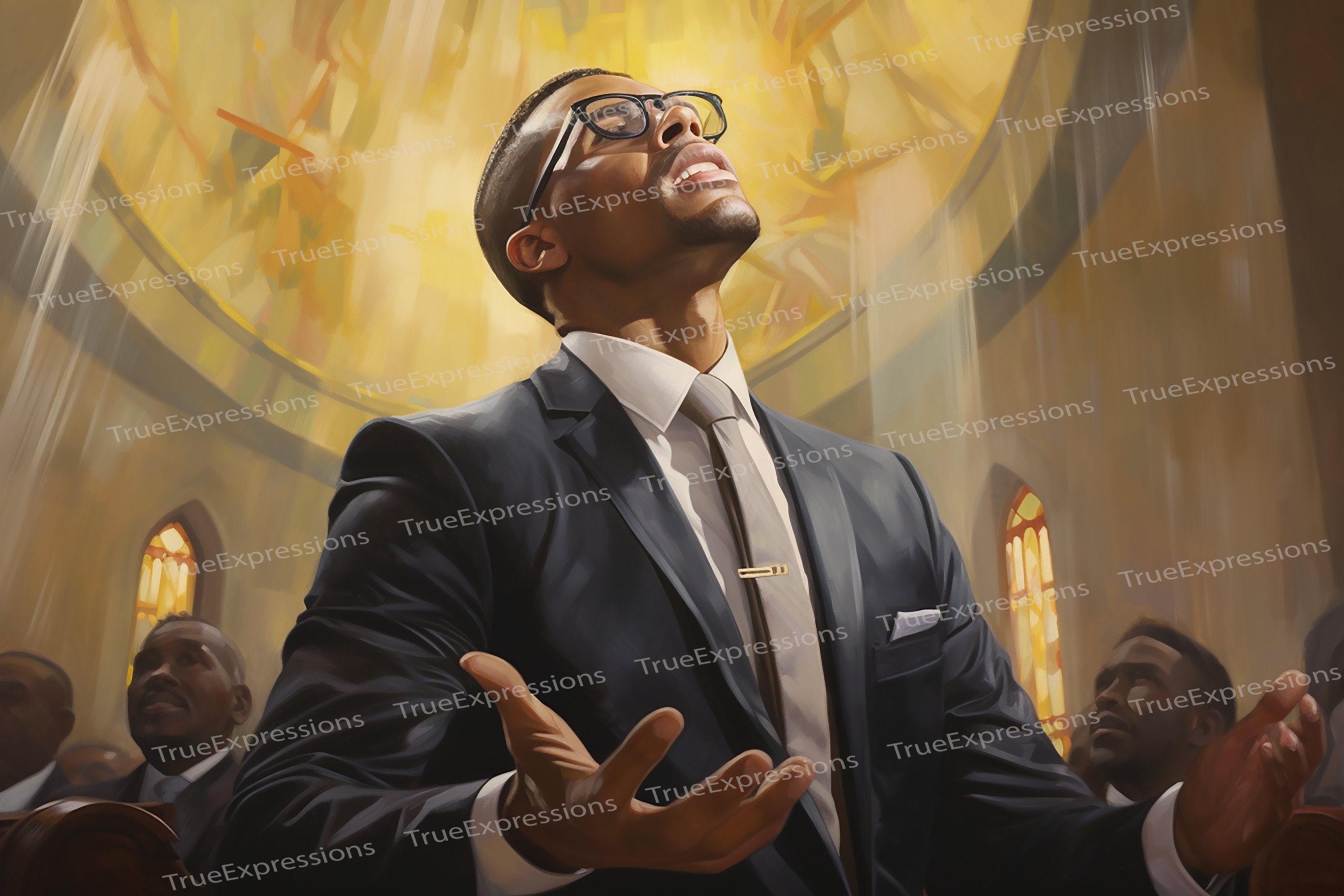 Divine Help AI Art Christian Faith Senior Man Praising in - Etsy