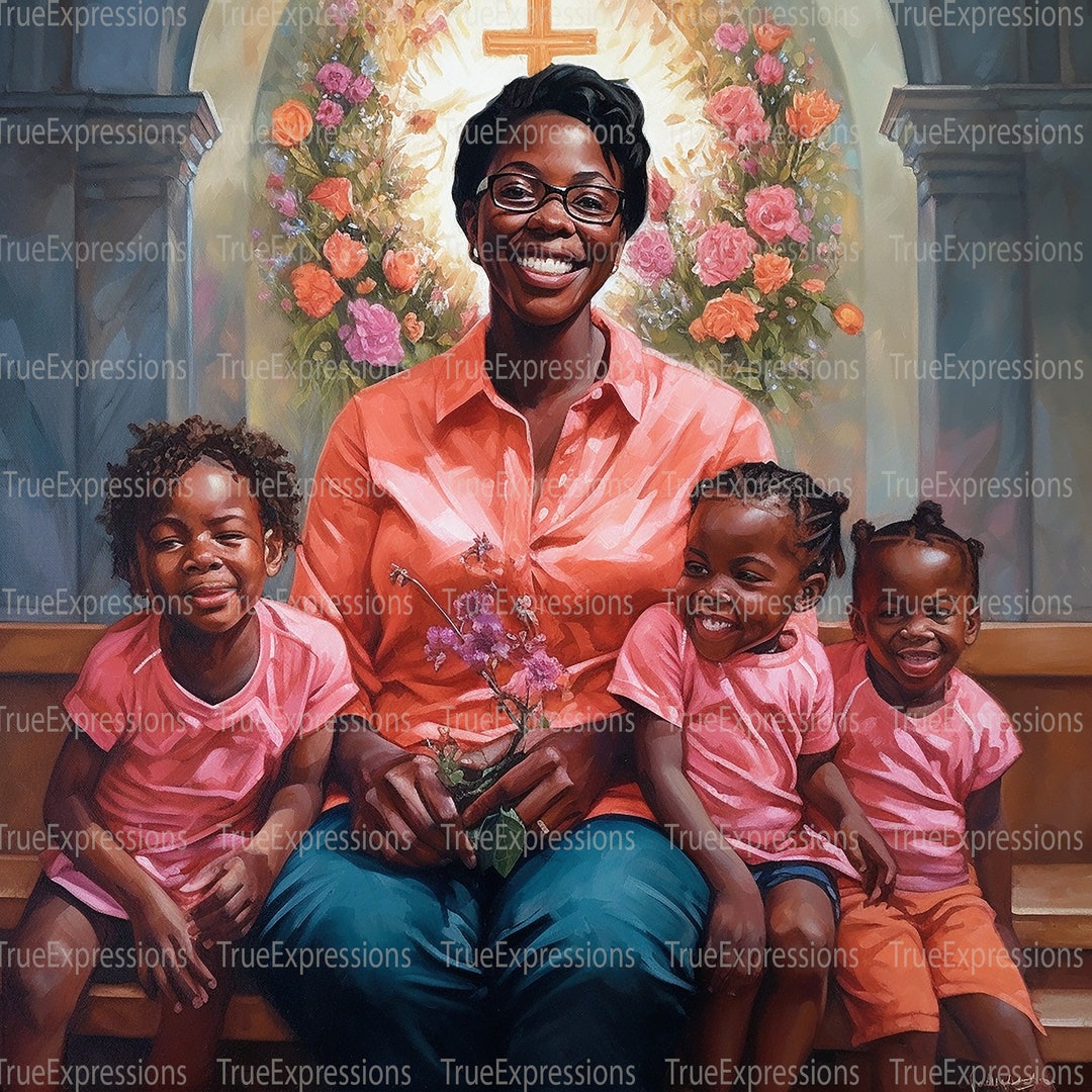 Church Mother Portrait: Christian AI Art, Flowers (PNG Digital Download ...