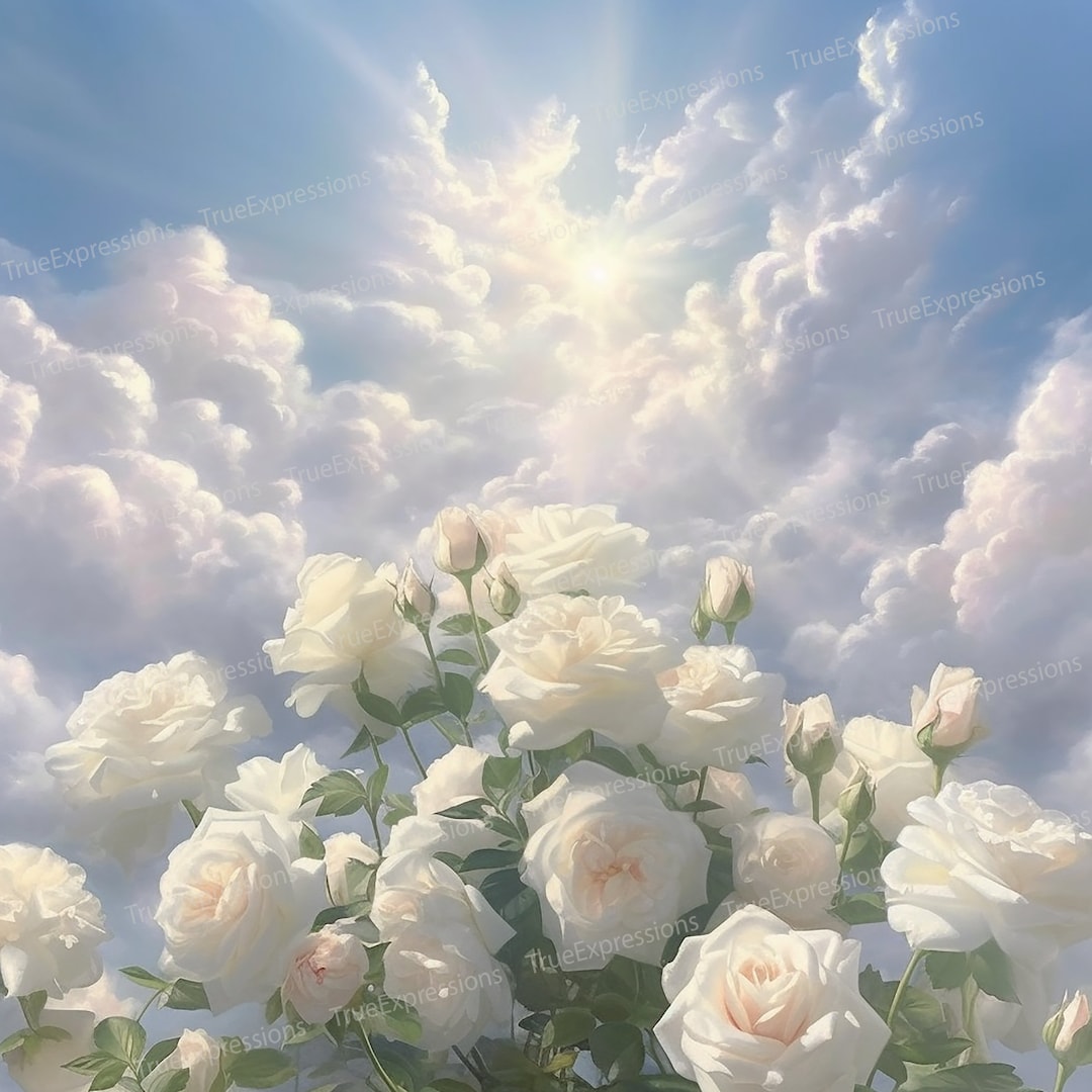 Heavenly White Roses AI Art: Christian PNG (digital Download) - Etsy