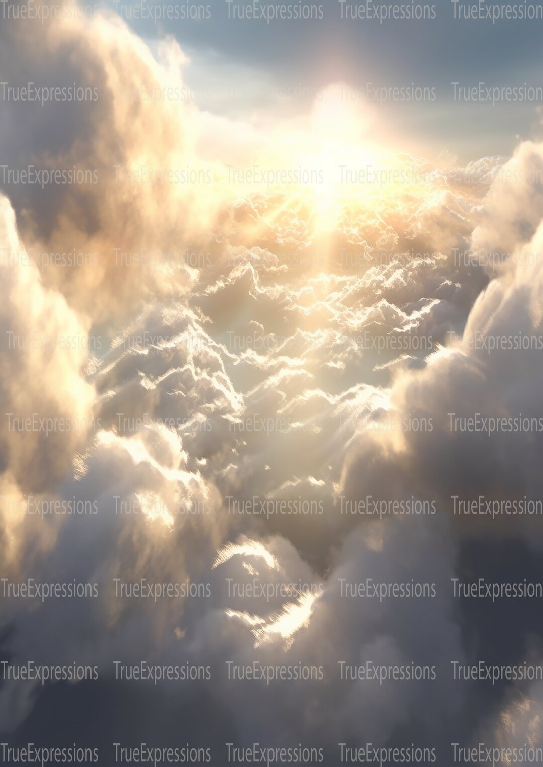 Heavenly Clouds II, AI Art, Christian, Funeral, White, Blue, Heaven, Memorial, Background ...