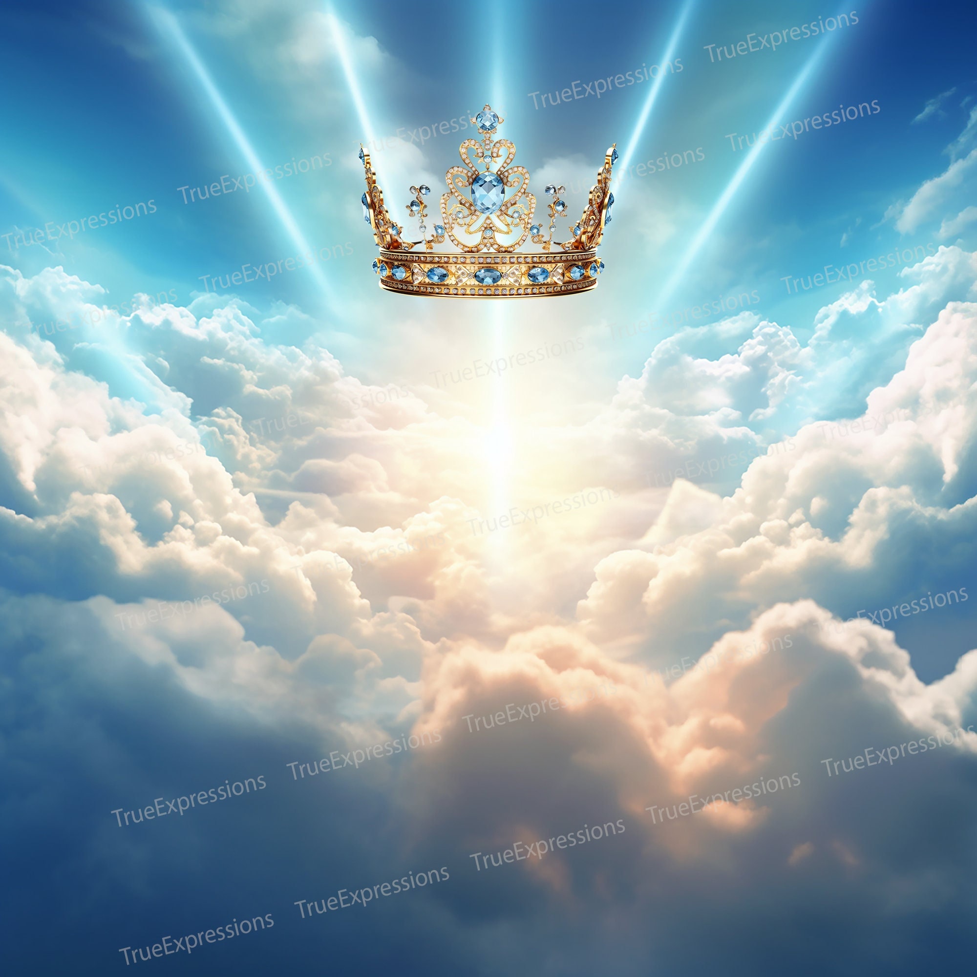 Heavenly Crown AI Art Christian Funeral Memorial White Blue - Etsy