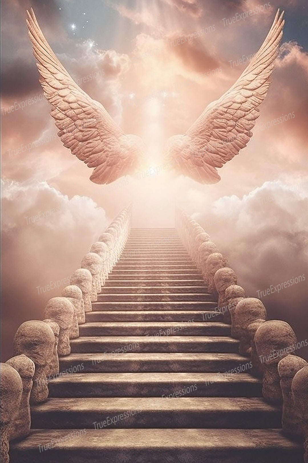 Rose Gold Angel Wings Art: Christian Heaven Stairs (PNG Digital ...