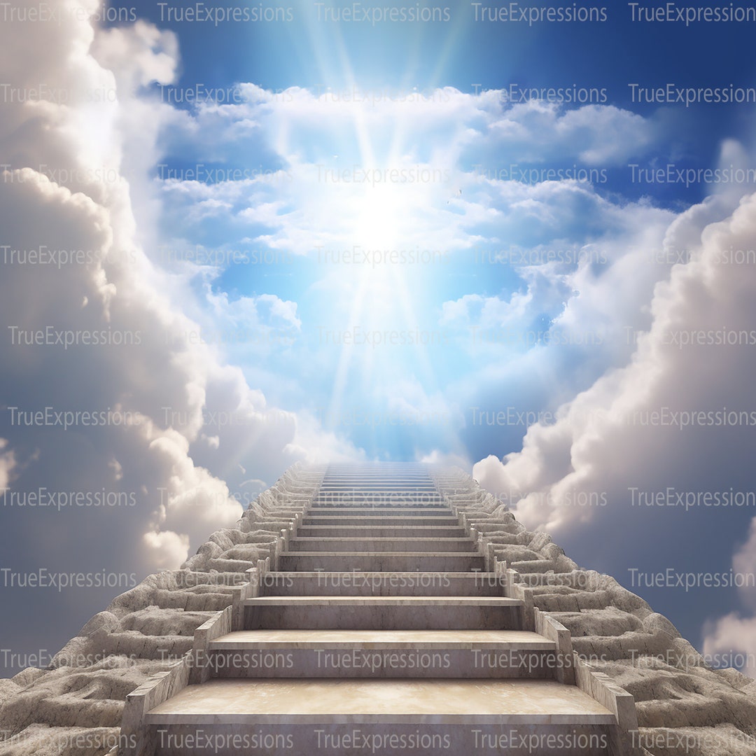 Memorial Background, AI Art, Christian, Funeral, White, Blue, Stairs ...