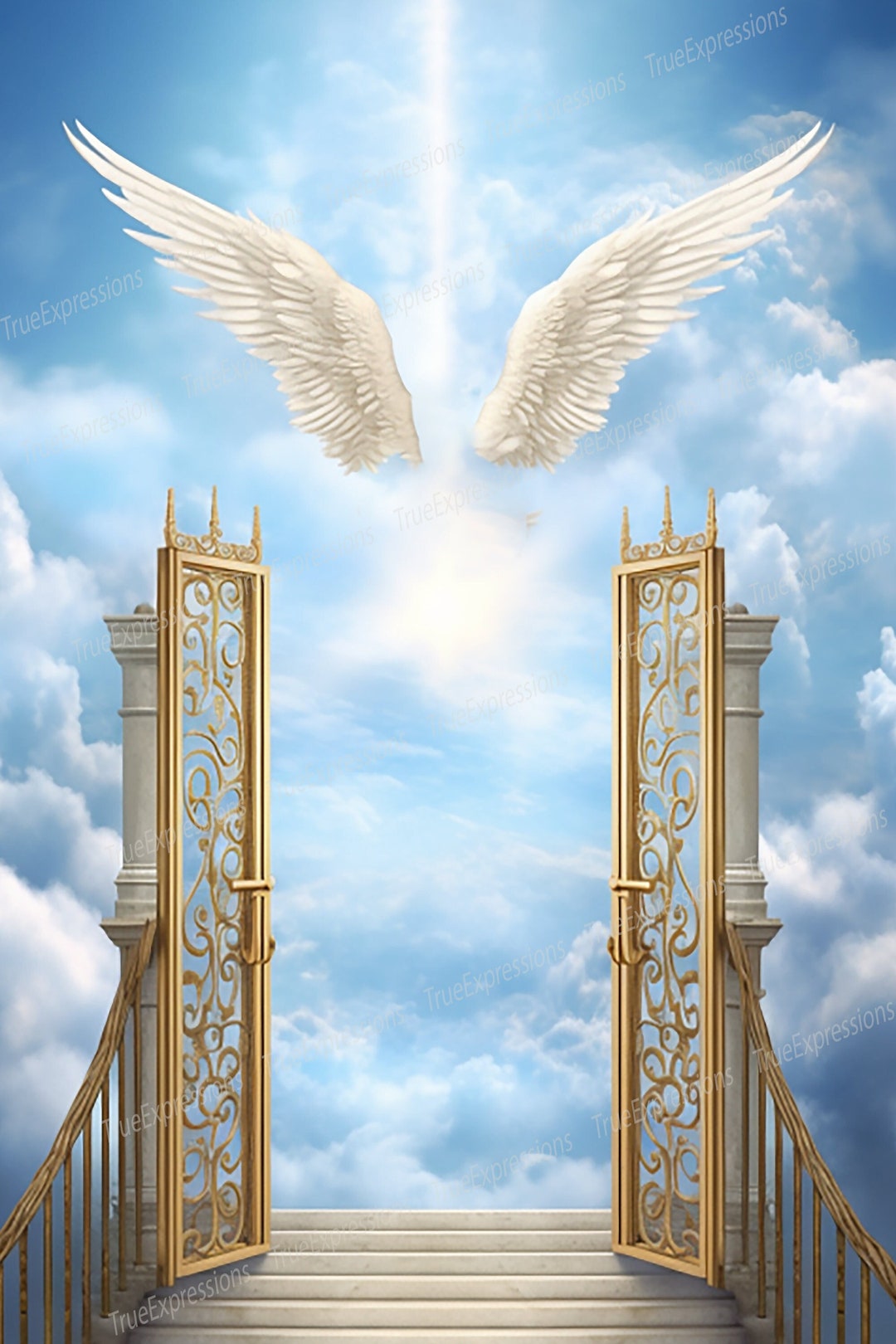 Angel Wings Gate Art: Gold Heaven Memorial (PNG Download) - Etsy