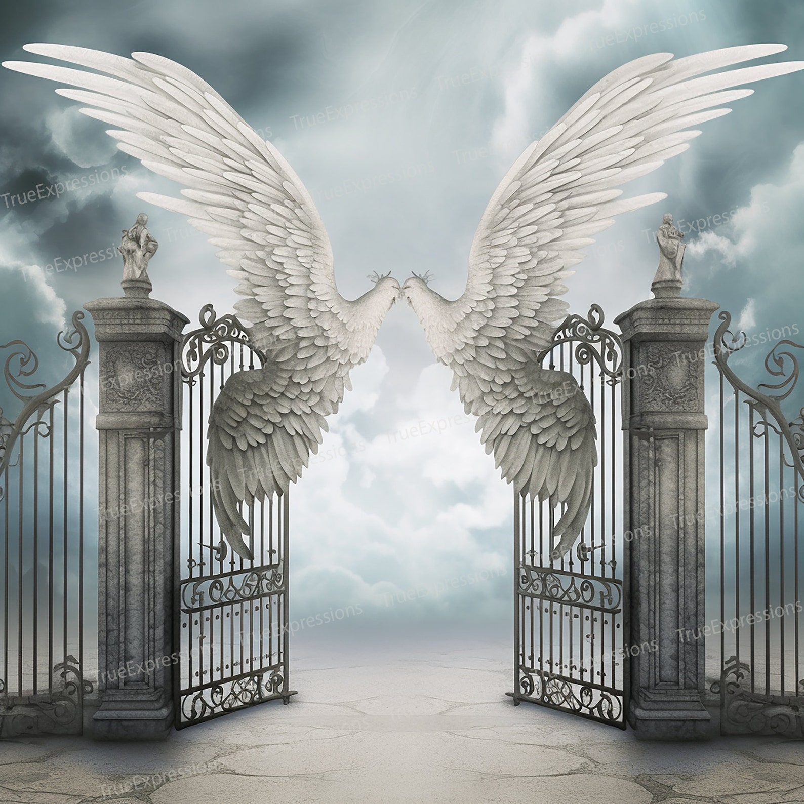 Heaven's Gate AI Art: Angel Wings Memorial (PNG Digital Download) - Etsy