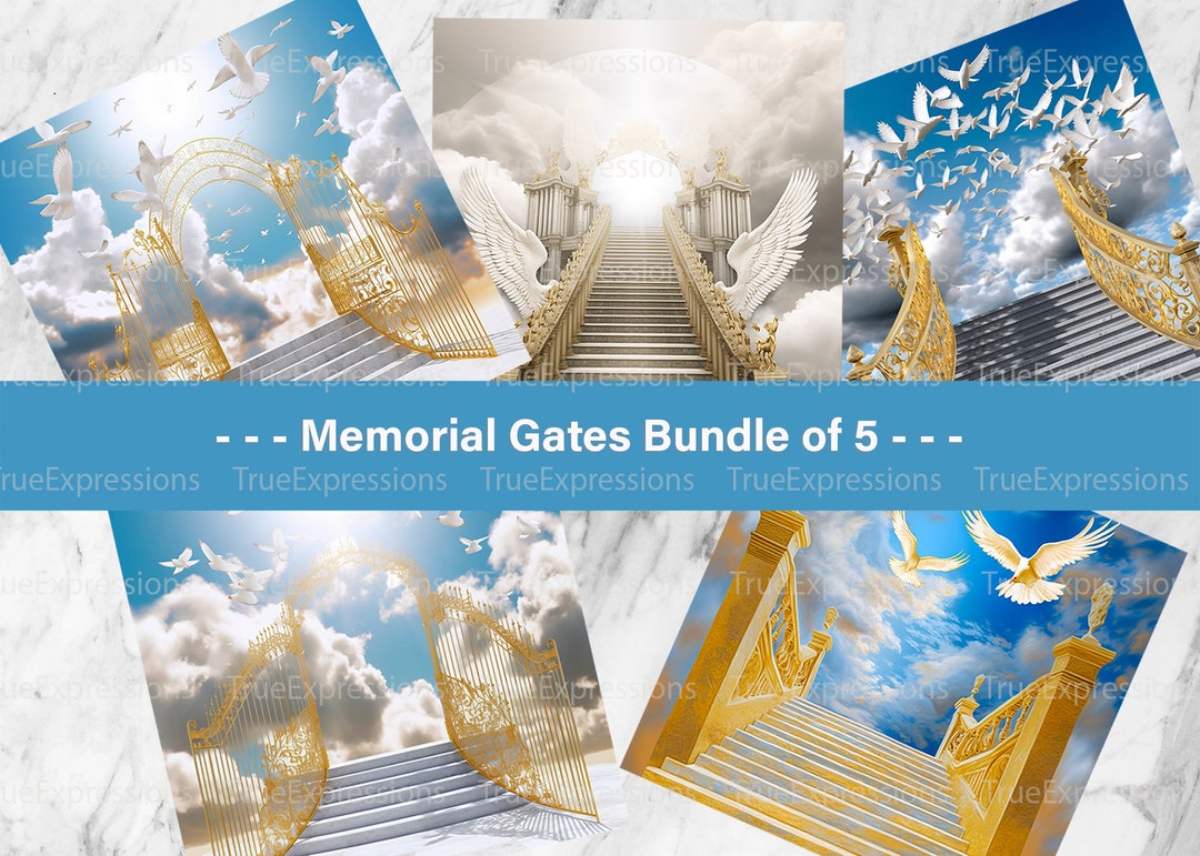 Memorial Gates Bundle, AI Art, Christian, Faith, Heavenly Gates, Gold ...