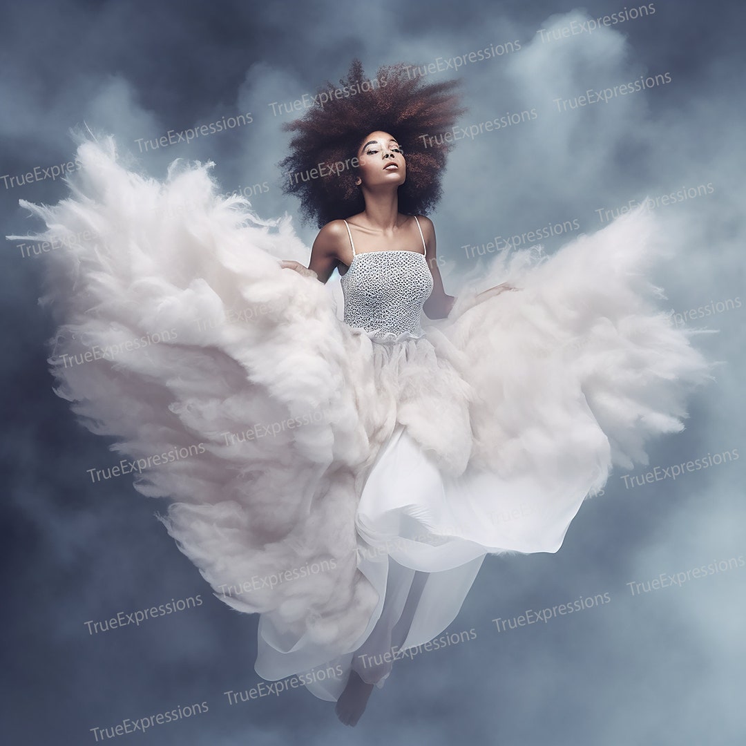 Angelic Form, AI Art, Christian, Faith, Angel, White, Blue, Clouds ...