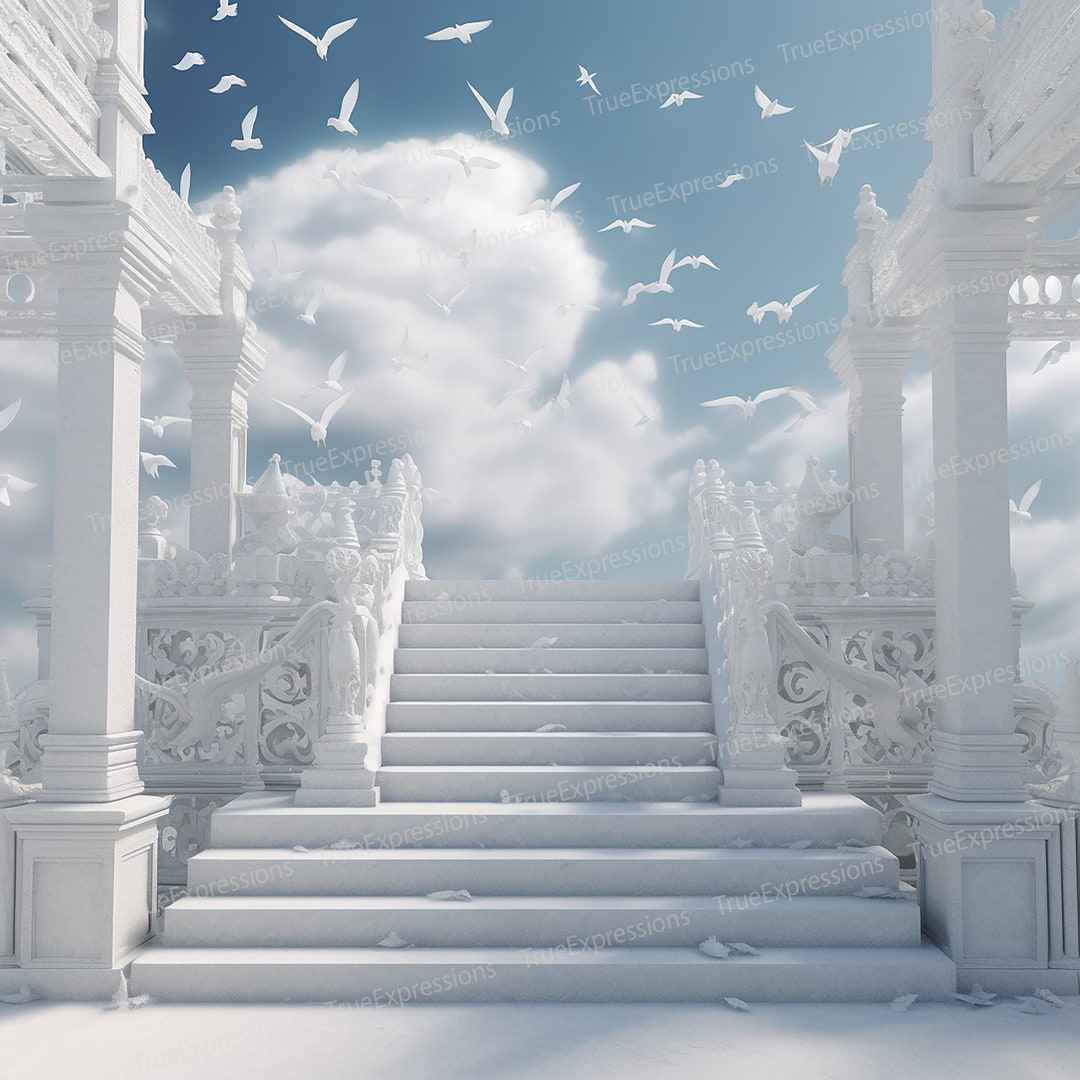 Heavenly White Doves, AI Art, Christian, Funeral, White, Blue, Doves ...