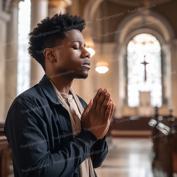 Black Christian Men Praying
