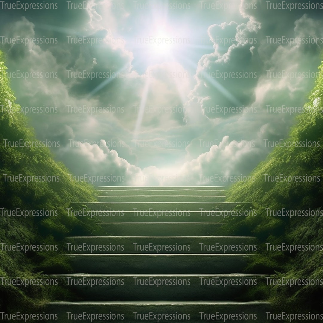 Memorial Green, AI Art, Christian, Funeral, Stairs, Green, Heaven ...