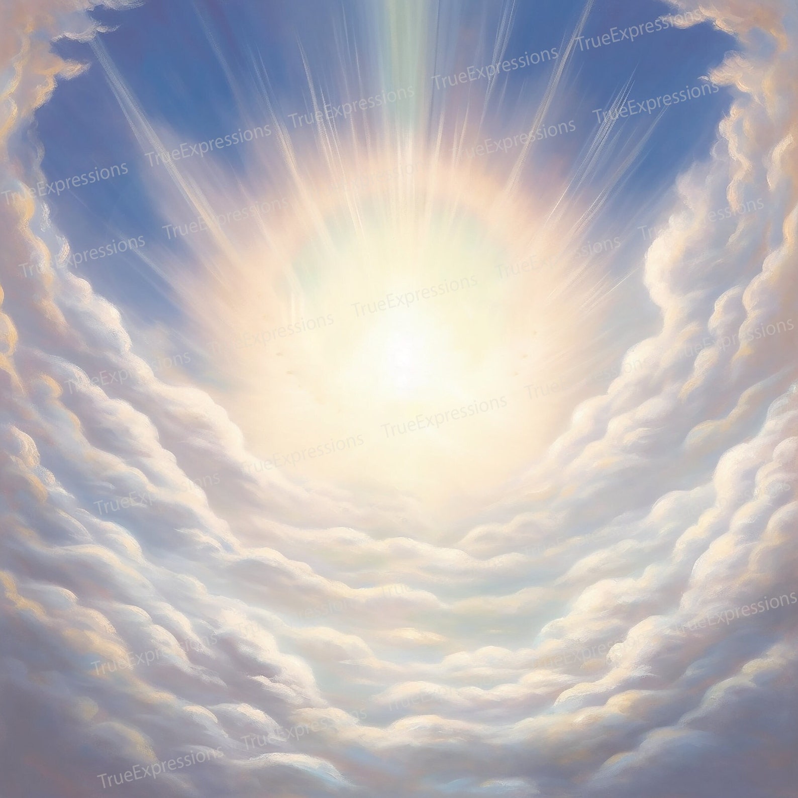 Bright Heavenly Light AI Art Christian Funeral Blue - Etsy