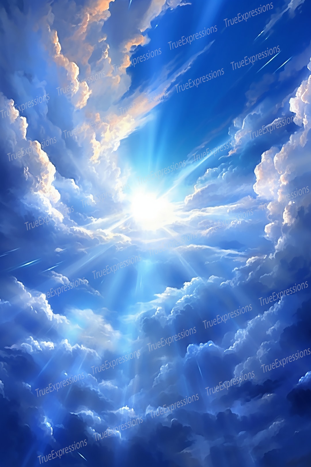 Heavenly Clouds VIII, AI Art, Christian, Funeral, Memorial, White, Blue ...