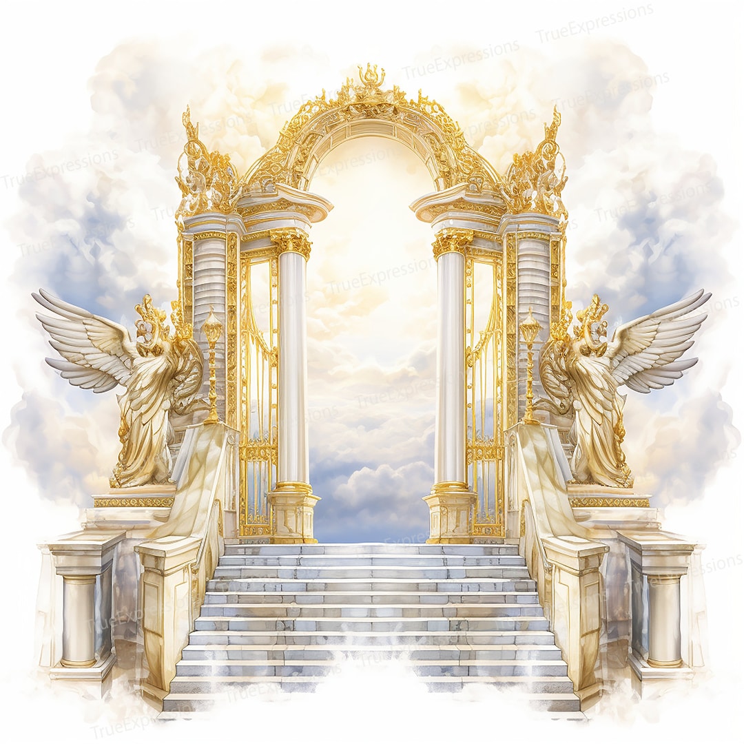 Golden Heaven Gates AI Art - Christian Memorial PNG (digital Download ...