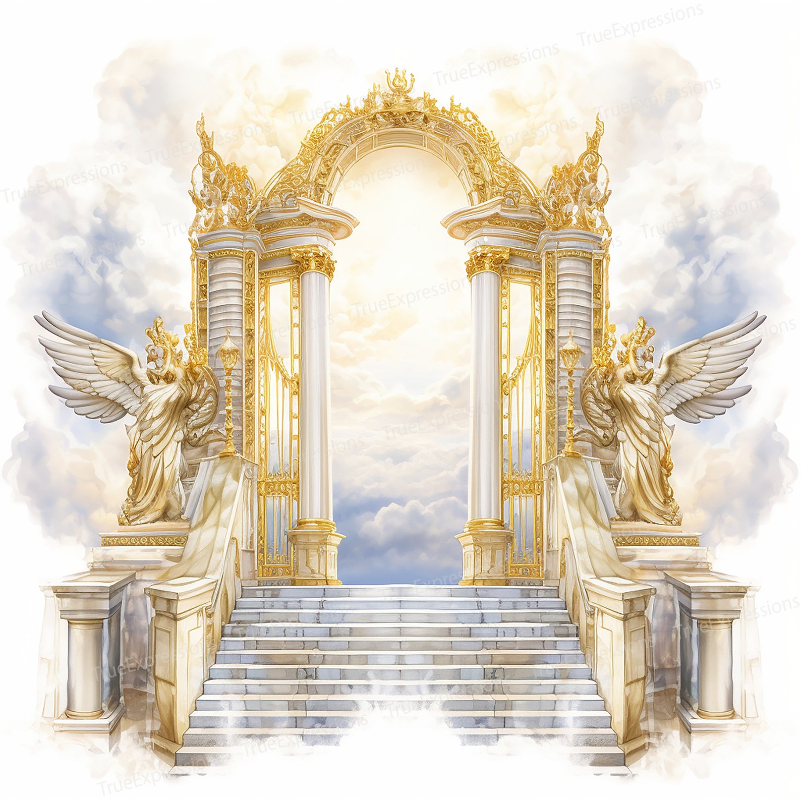 Golden Heaven Gates AI Art - Christian Memorial PNG (digital Download ...