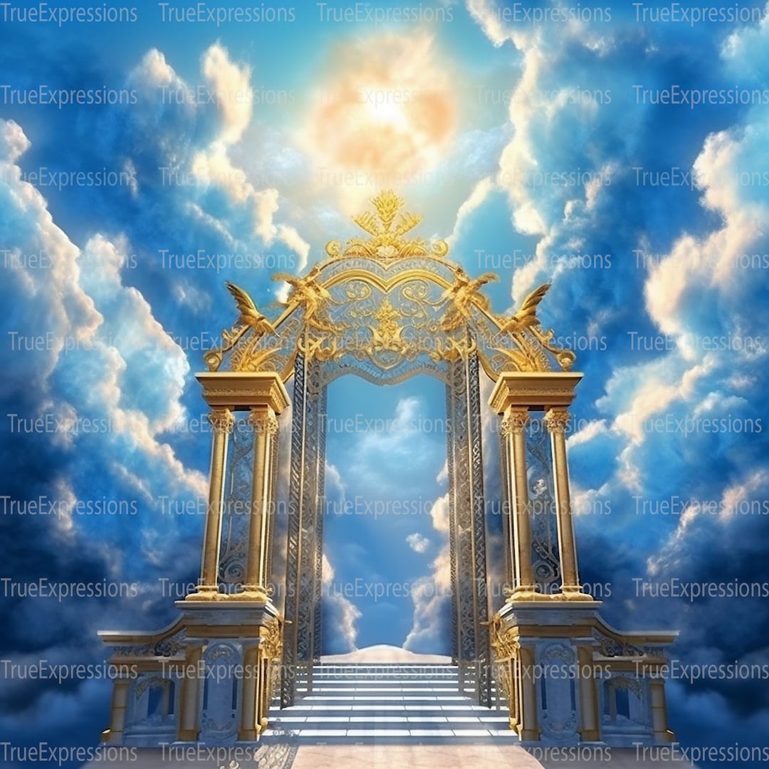 Golden Heaven Gates AI Art - Christian Memorial PNG (digital Download ...