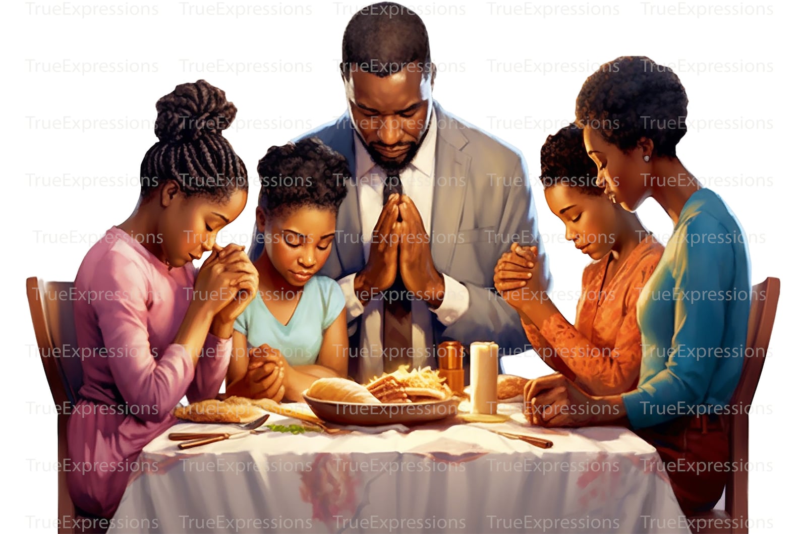 Black Family Prayer AI Art Print: Christian PNG Download - Etsy
