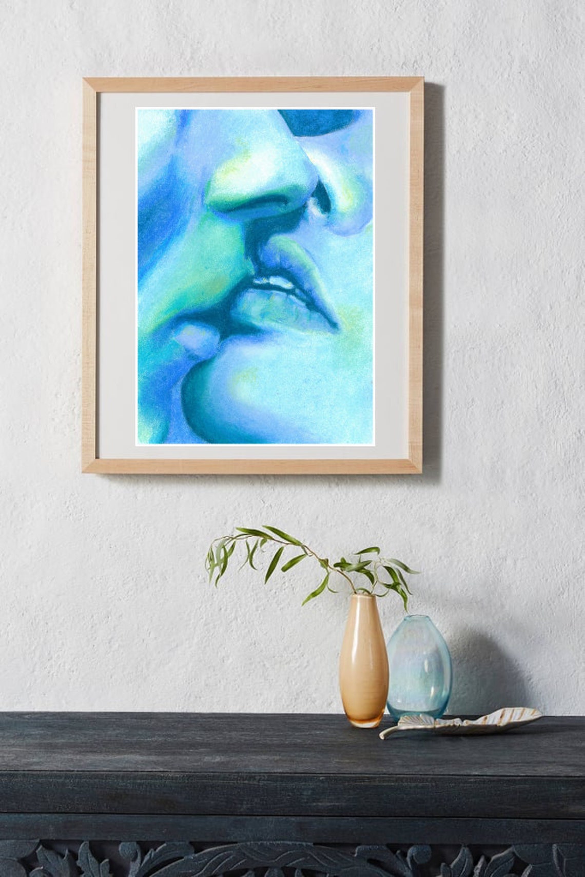 Kiss Abstract Art, Art Print, Wall Art, Portrait, Lovers - Etsy UK