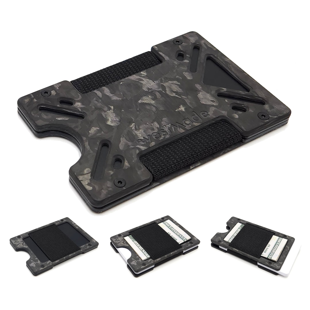 Arrow X RFID Blocking Minimalist Wallet | Marbled Carbon Fiber & Black ...