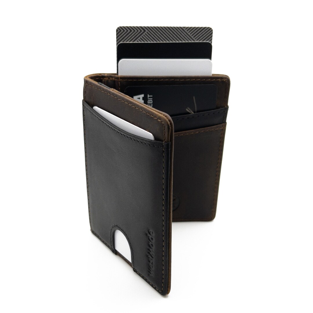 Minimalist Leather Wallet, Westmade Vertical Fold, RFID Blocking - Etsy
