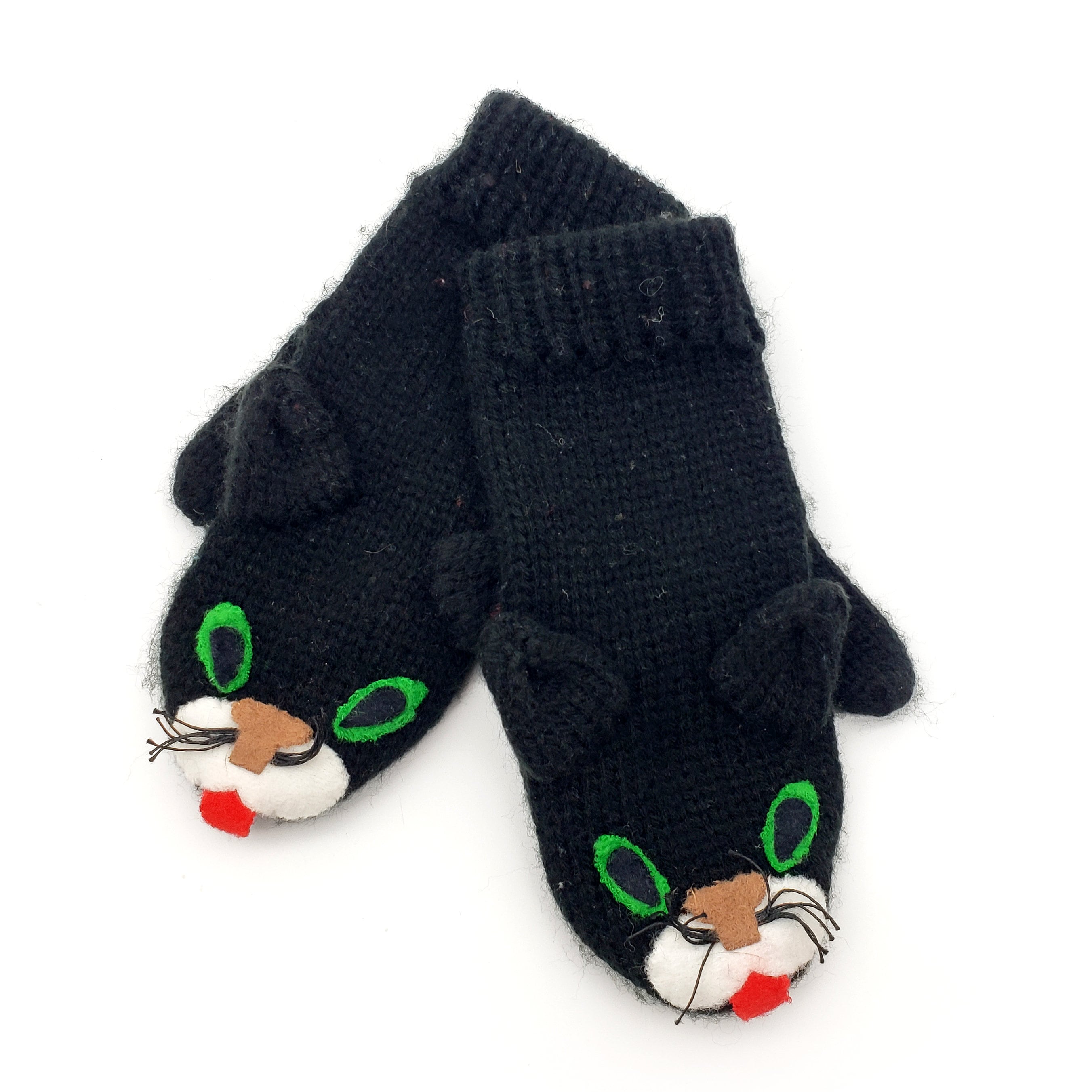 Vintage 1990's Knit Black Cat Mittens for Kids - Etsy