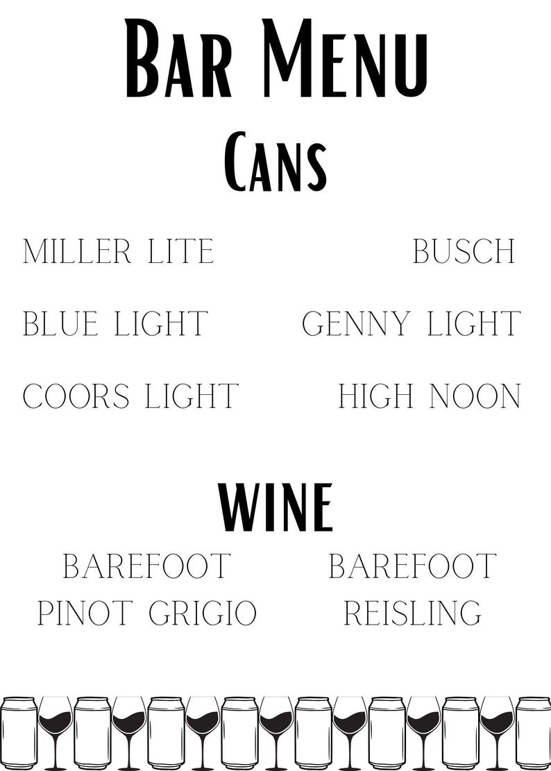 Wedding Beverage Sign - Digital File Signature Drink Sign, Modern ...