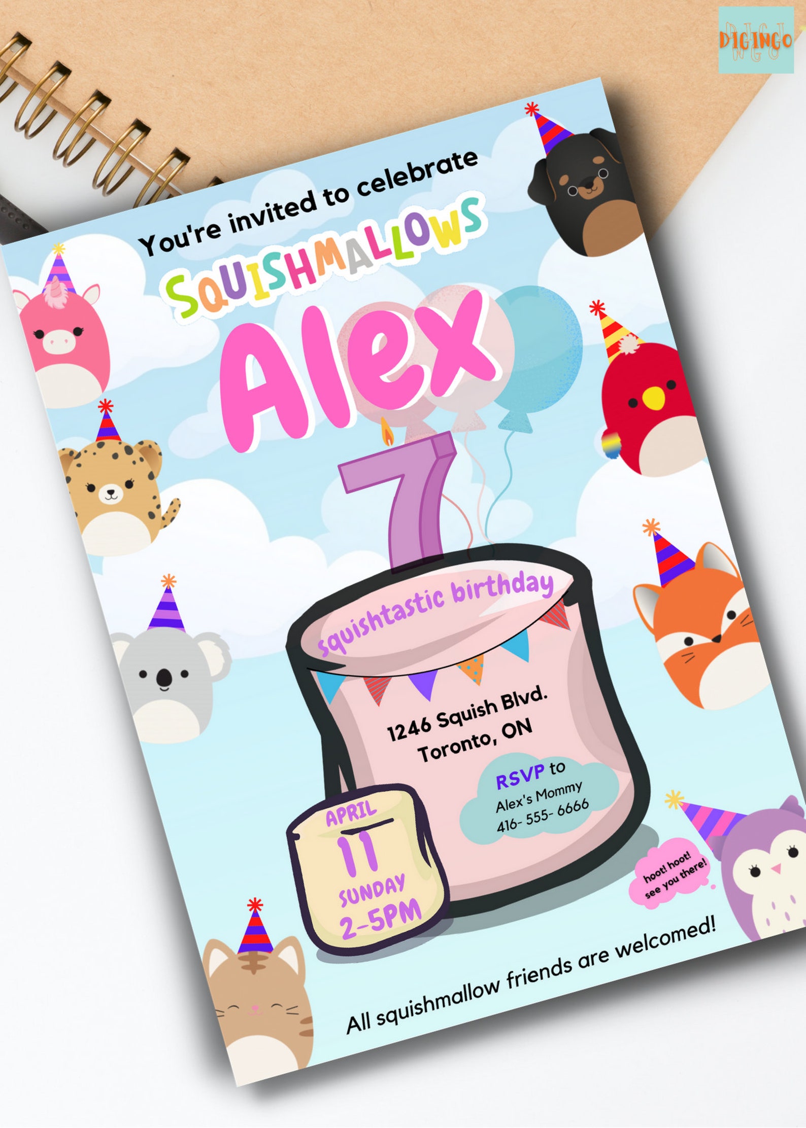 Squishmallows BIRTHDAY INVITATION Squishmallows Printable Etsy