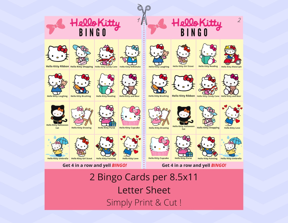 Hello Kitty BINGO Hello Kitty Printable Bingo Hello Kitty | Etsy