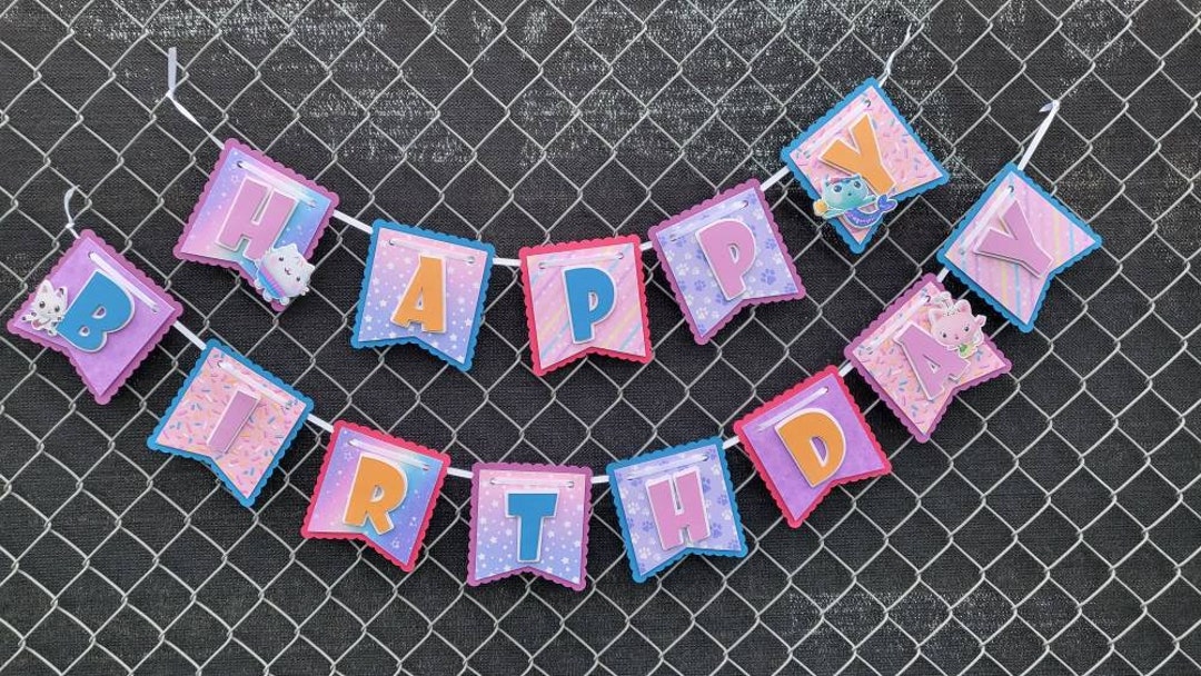 Personalized: Gabby's Dollhouse Birthday Banner Matching Name Banner ...