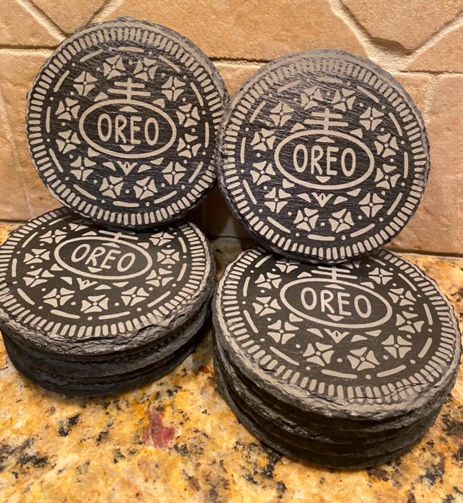 Chocolate Sandwich Cookie Design Slate Coasters Set/6 - Etsy