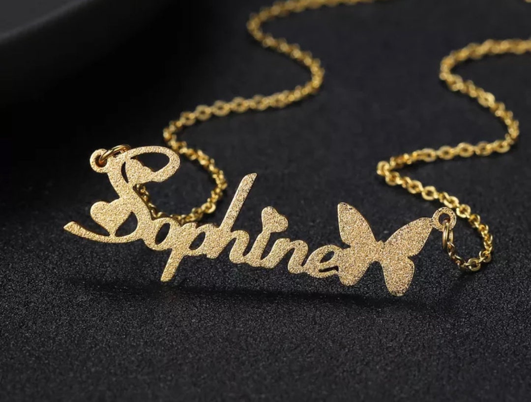 Playful Butterfly Name Necklace - Etsy