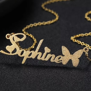 Playful Butterfly Name Necklace - Etsy