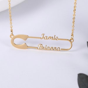 Custom Nameplate Safety Pin Charm Necklace & Pendant - Etsy