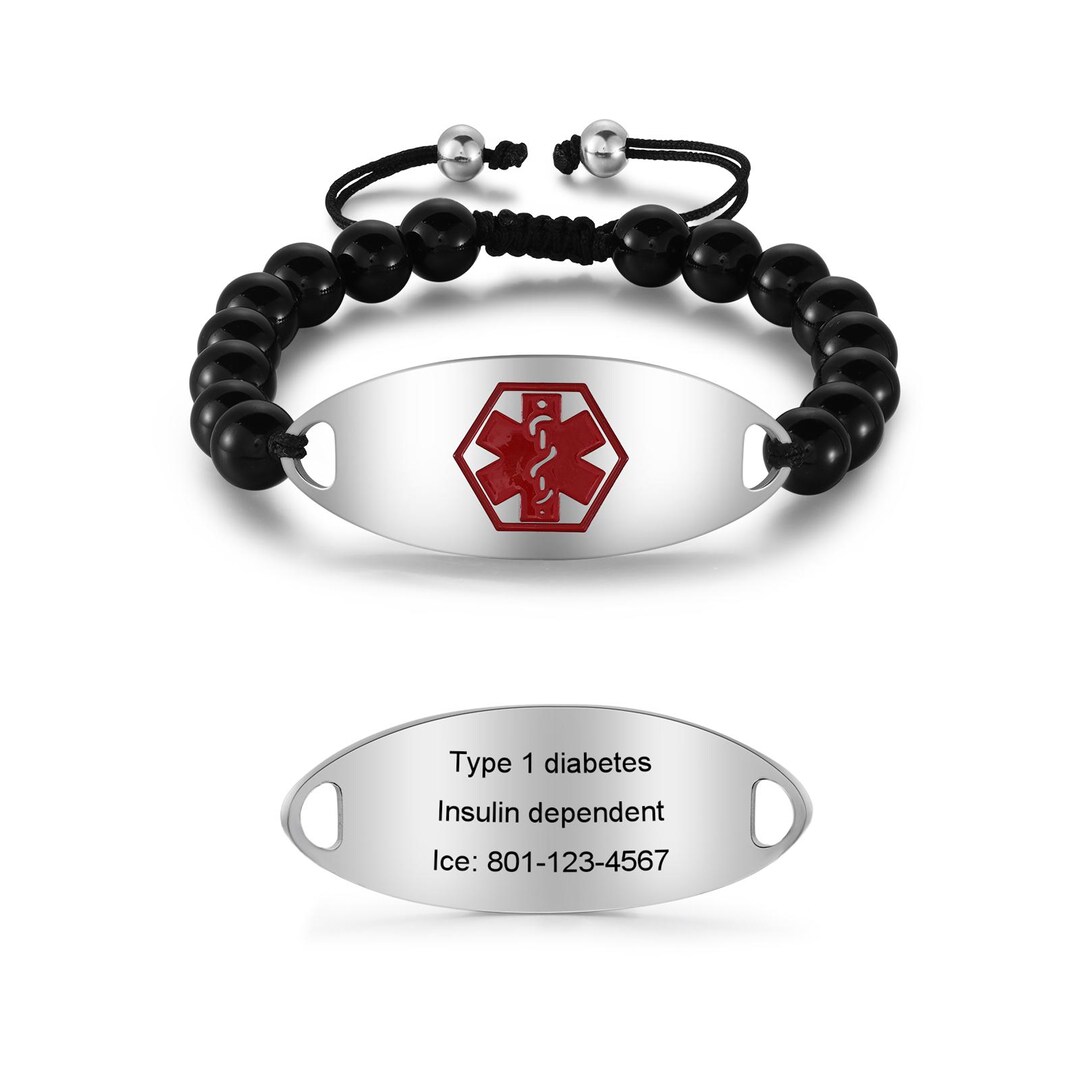 Custom Medical Alert Beaded Bracelet | Discreet Medical Bracelet ...