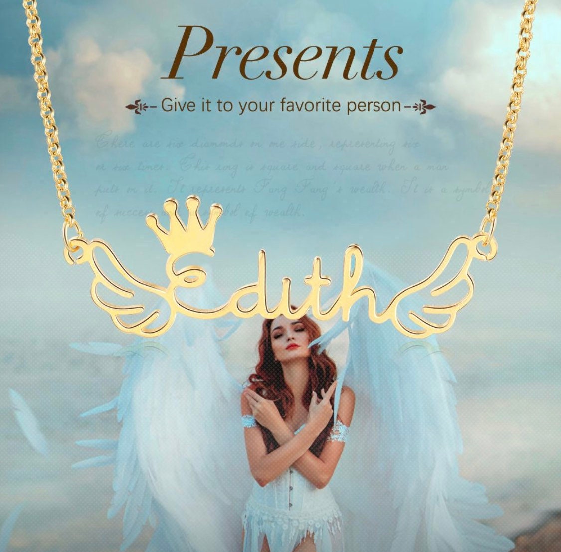 Custom Name With Angel Wings Name With Crown Gift for Her - Etsy
