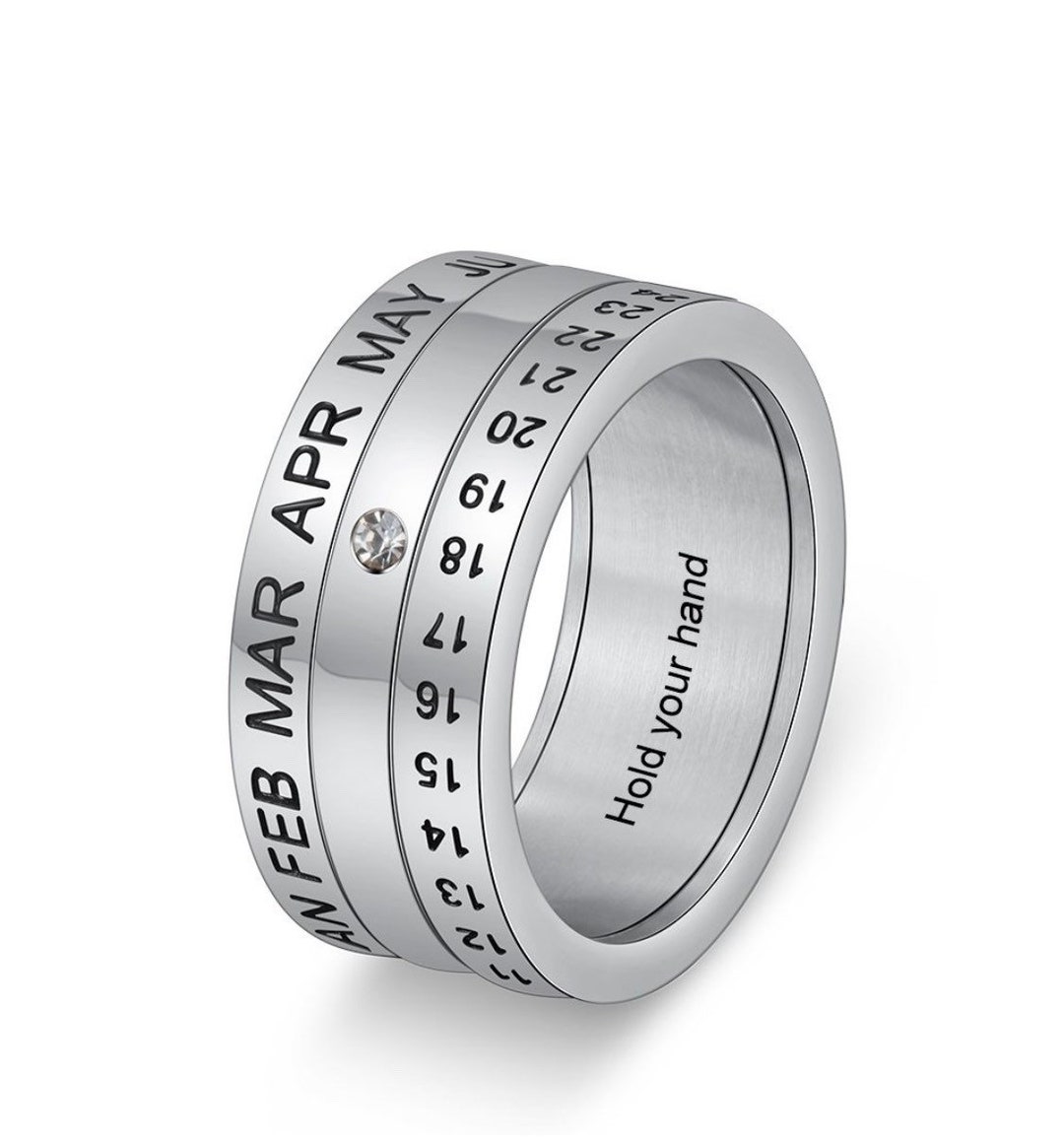 Personalized Date Ring With Engraved Message | Set Your Own Date ...