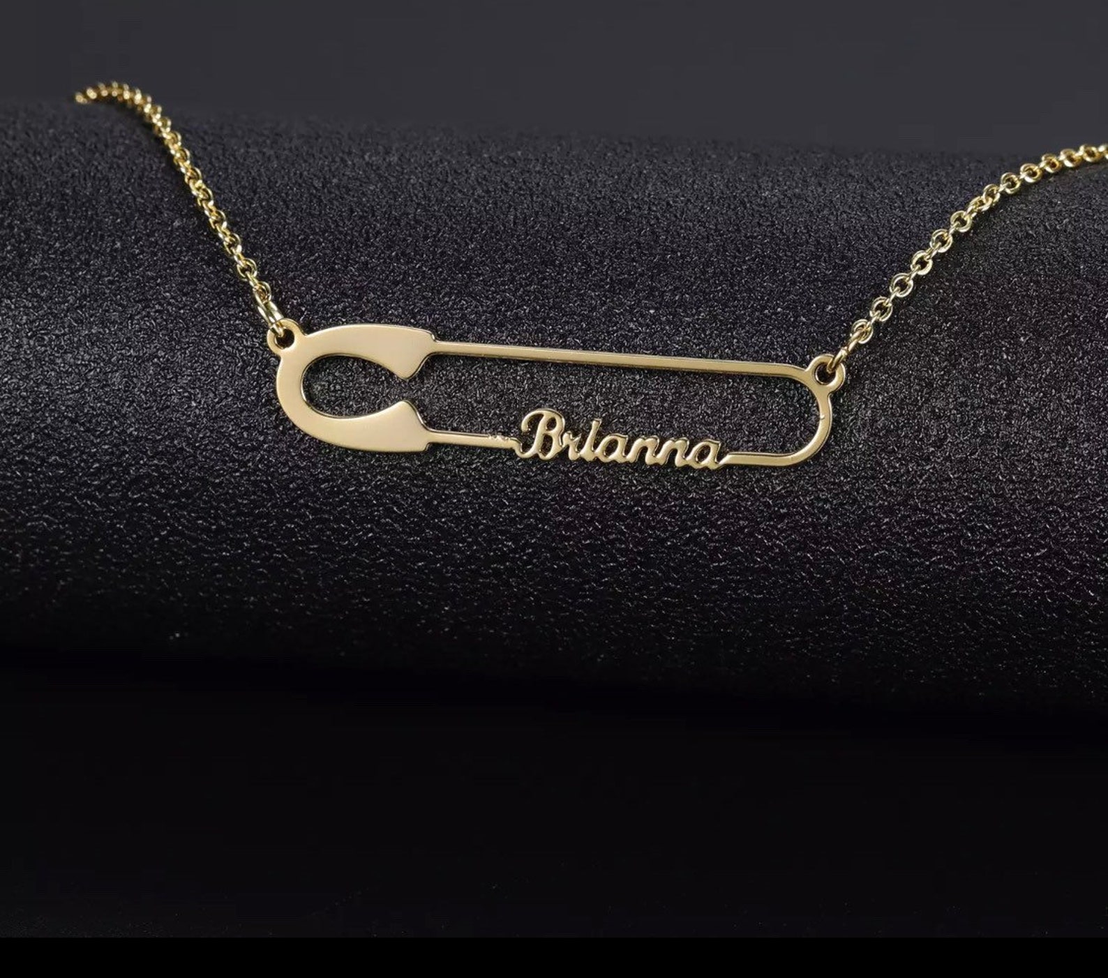 Custom Nameplate Safety Pin Charm Necklace & Pendant - Etsy