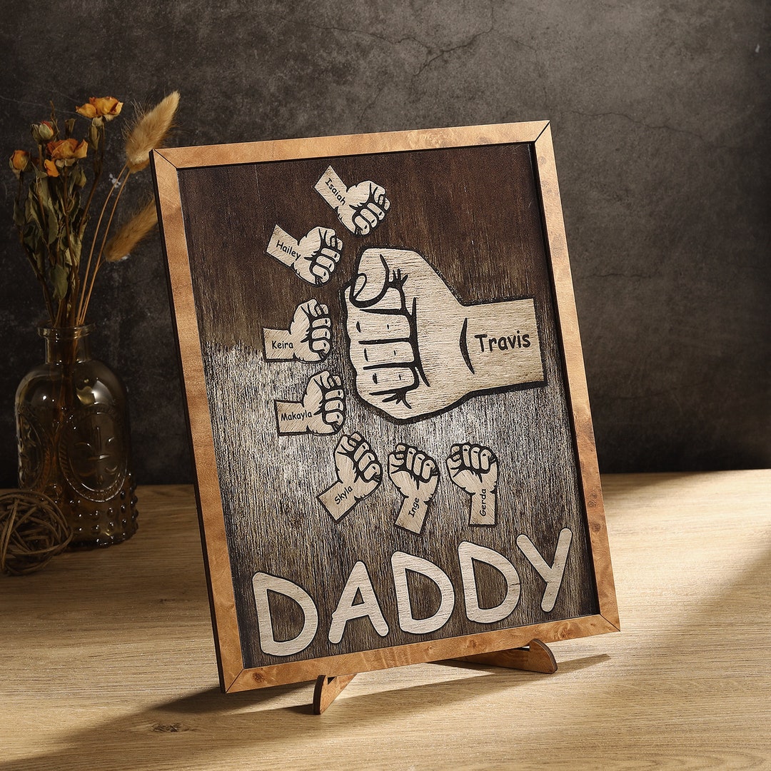 Custom Wooden Family Names Ornament | Father's Day Gift | Gift for Dads ...