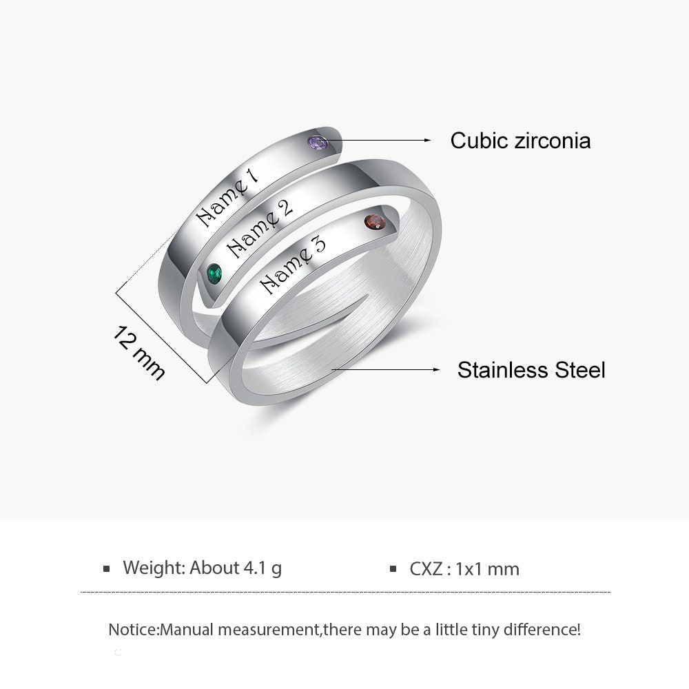Men's | Women's Family Ring With Birthstone | Father's Day Gift ...