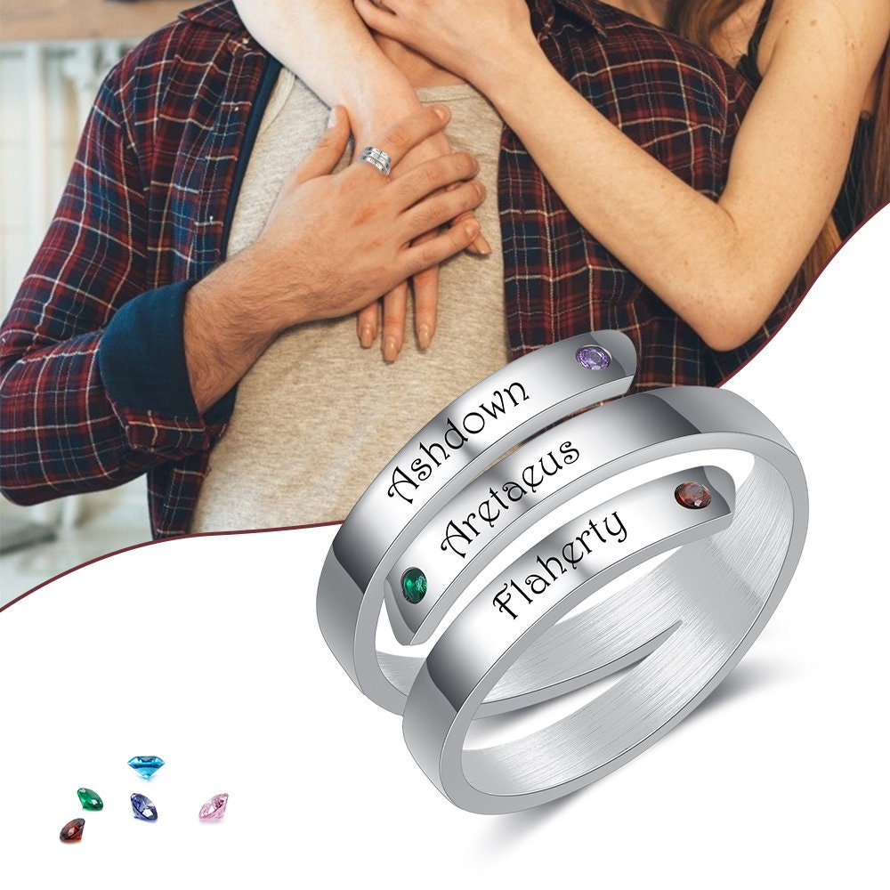 Men's | Women's Family Ring With Birthstone | Father's Day Gift ...