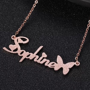 Playful Butterfly Name Necklace - Etsy